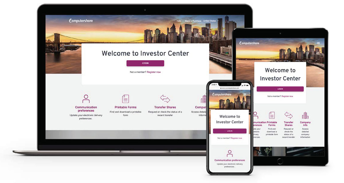 An improved Computershare Investor Center™ website experience