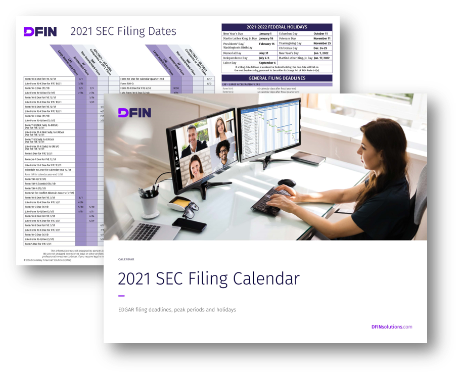 2021 SEC Filing Calendar Thank You | DFIN Solutions